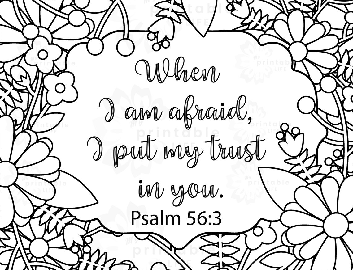 Bible Verse Coloring Pages Set of 6 Inspirational Quotes DIY Adult ...