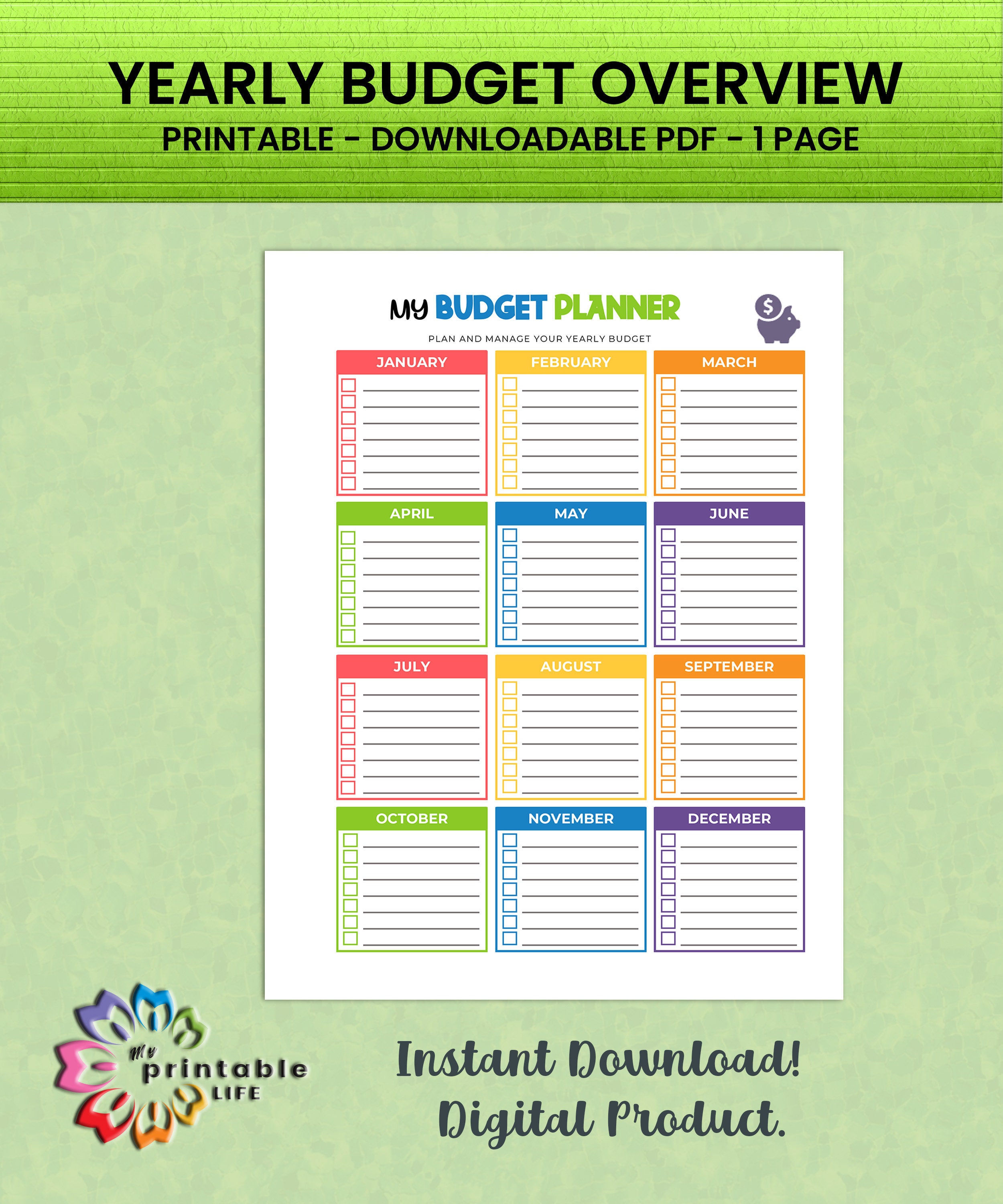 Yearly Budget Overview Worksheet Planner Insert Printable Page - Etsy