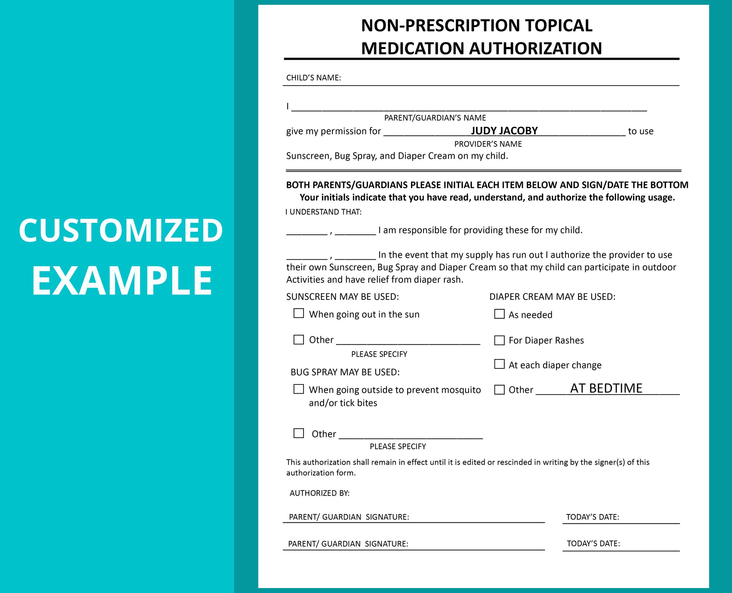Medication Authorization for Non-prescription Topicals, Diaper Cream ...