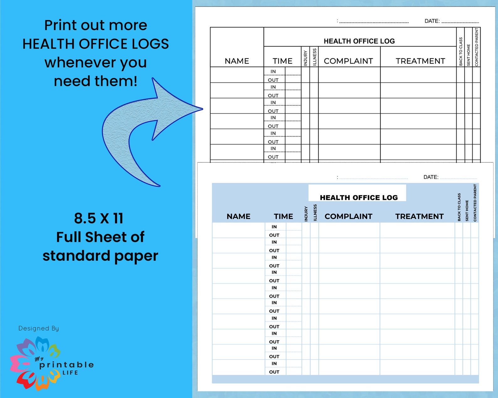 HEALTH OFFICE LOG, School Nurse Sign-in Sheet - Etsy