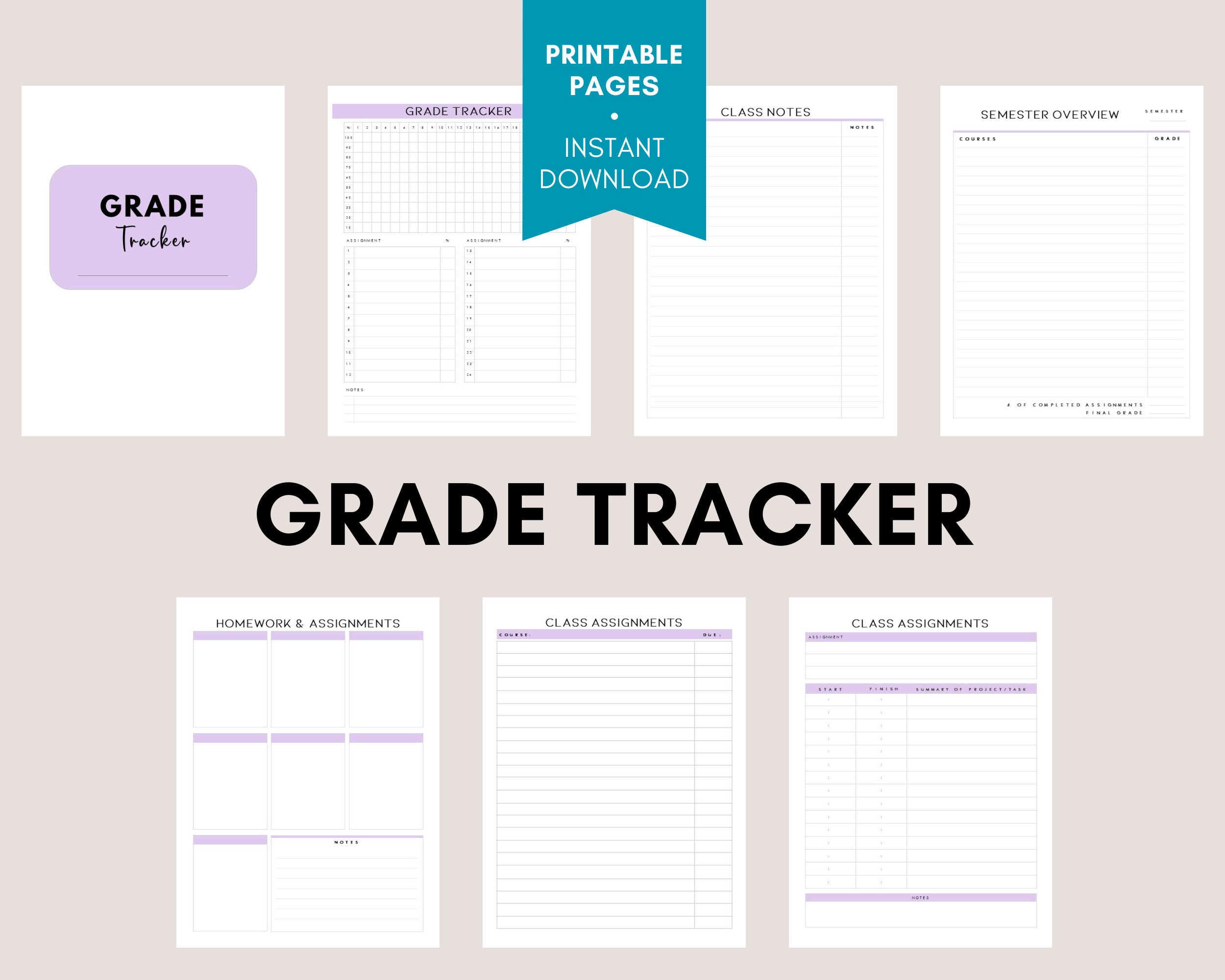 Printable Grade Tracker for Homeschool, School, and College Students ...