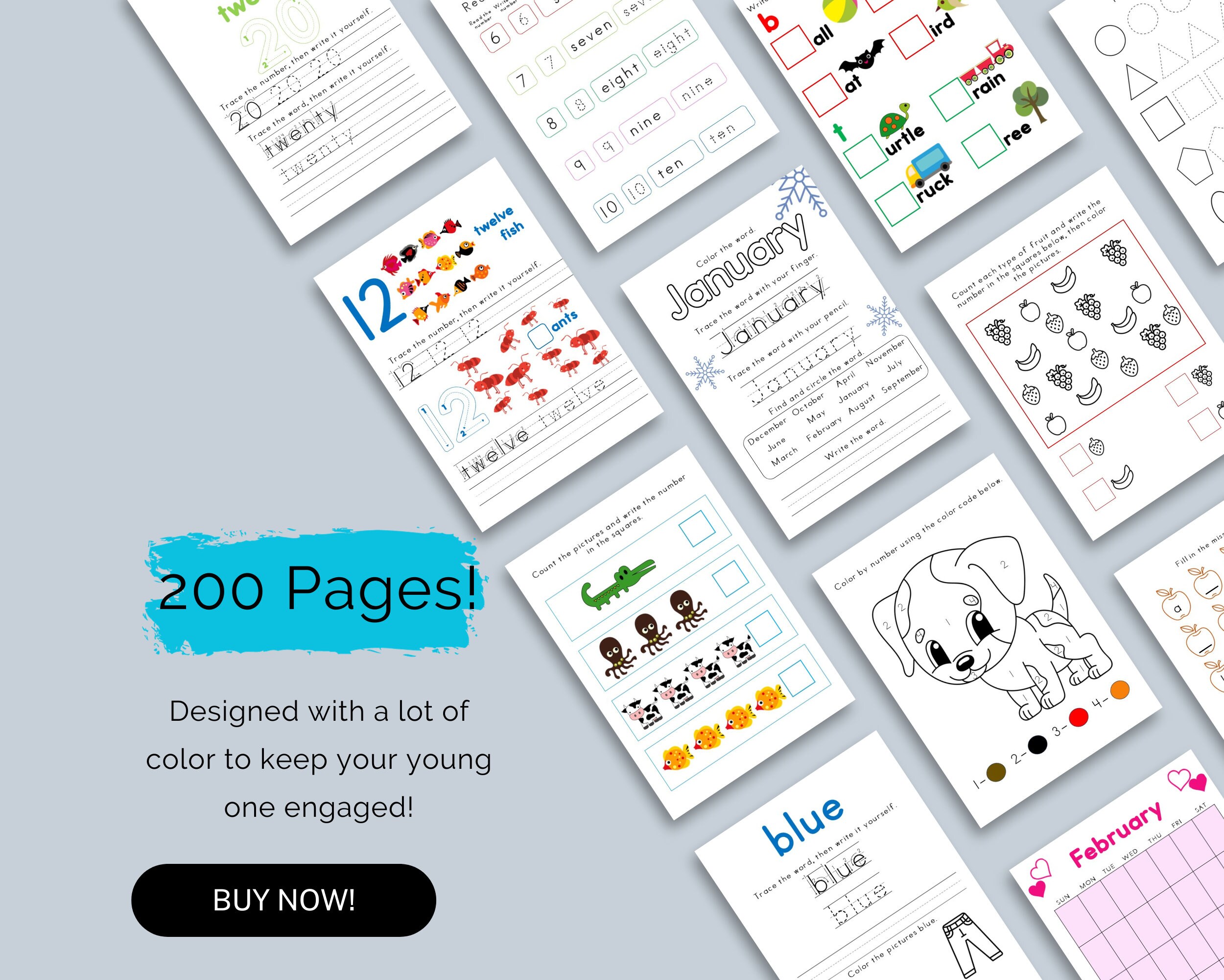 200 Printable Preschool Worksheets | Handwriting Practice | ABC Tracing ...