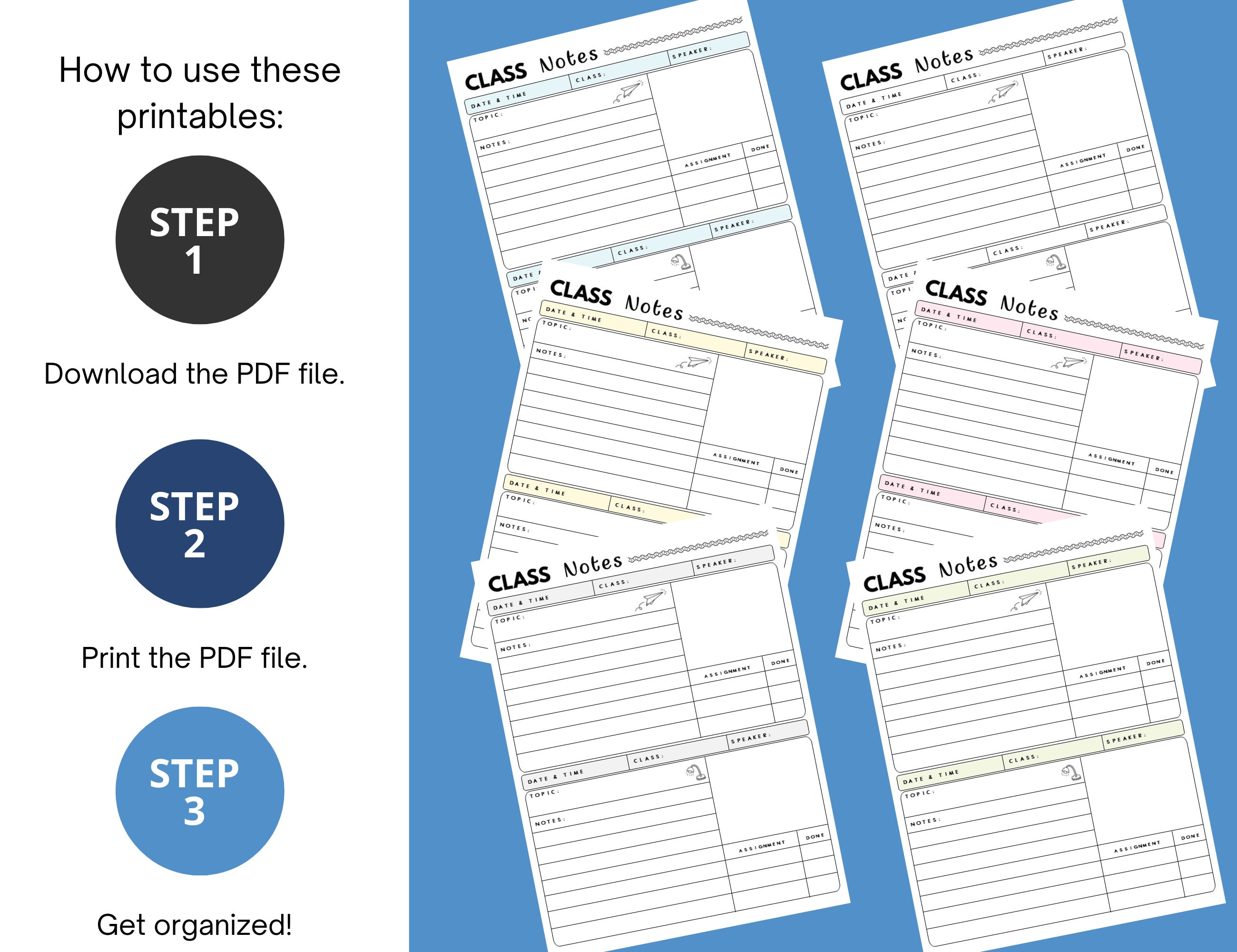 Class Notes Template, Printable Study Session, Subject Overview Pages ...