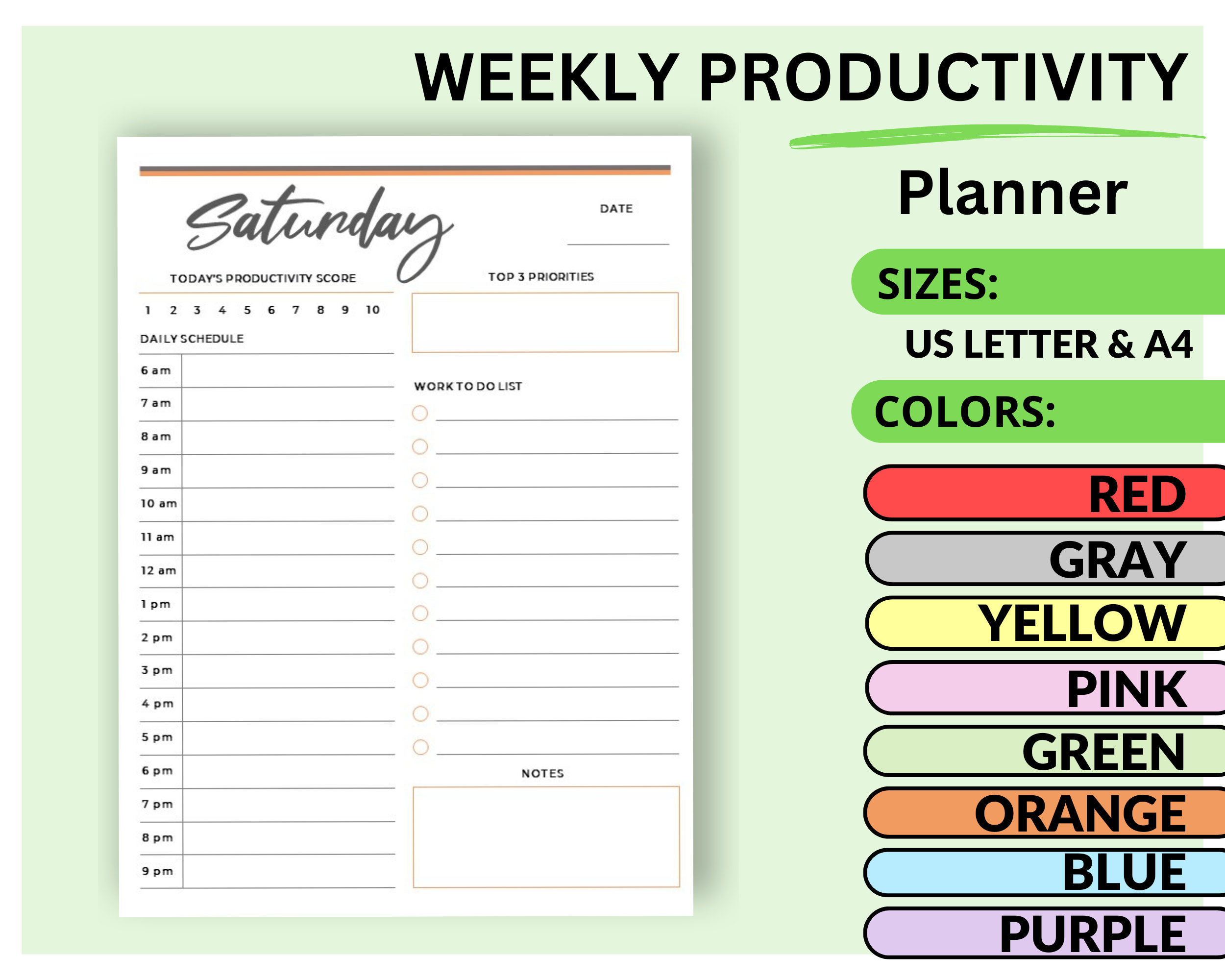 Printable Weekly Productivity Planner Stay Organized and Efficient - Etsy