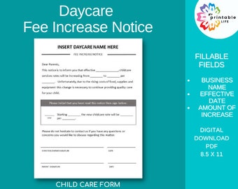 Childcare Rate Increase Letter Template, Daycare Rate Increase Letter ...