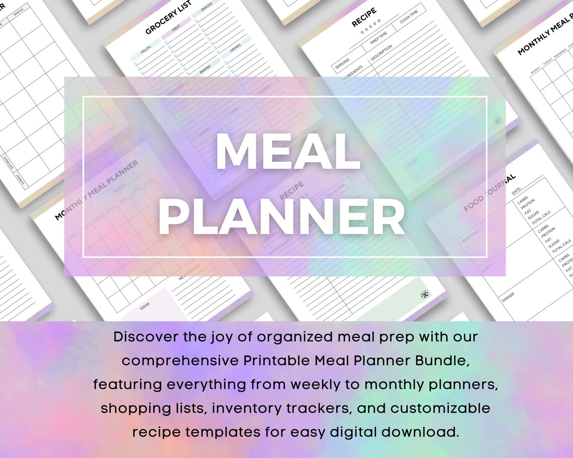 Printable Meal Planner Daily, Weekly & Monthly Prep Shopping List ...
