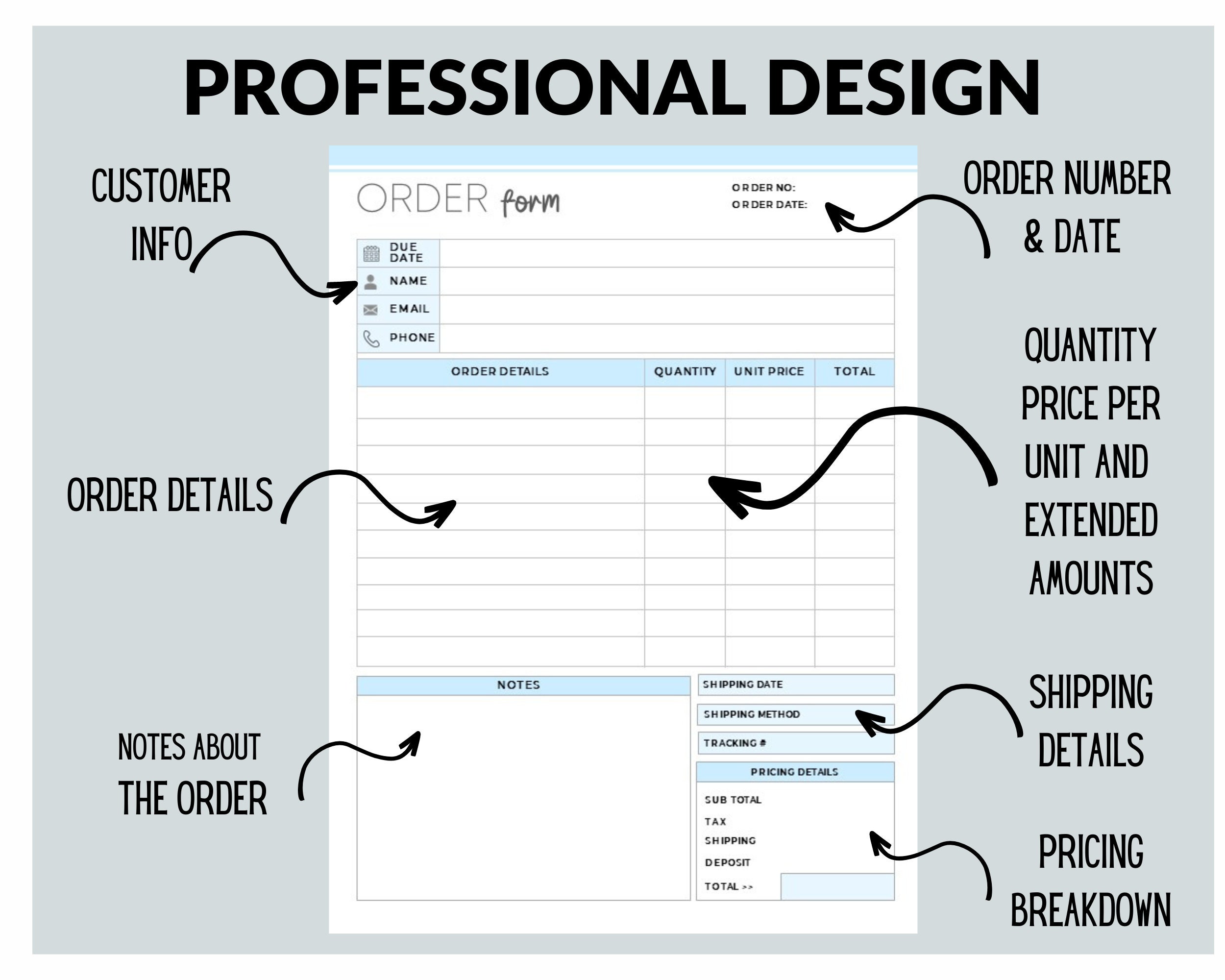 Craft Show Vendor Editable Order Form | Business Order Tracker ...