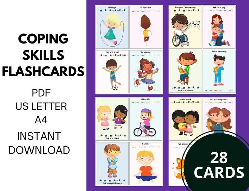 Coping Skills Cue Cards for Children - Etsy