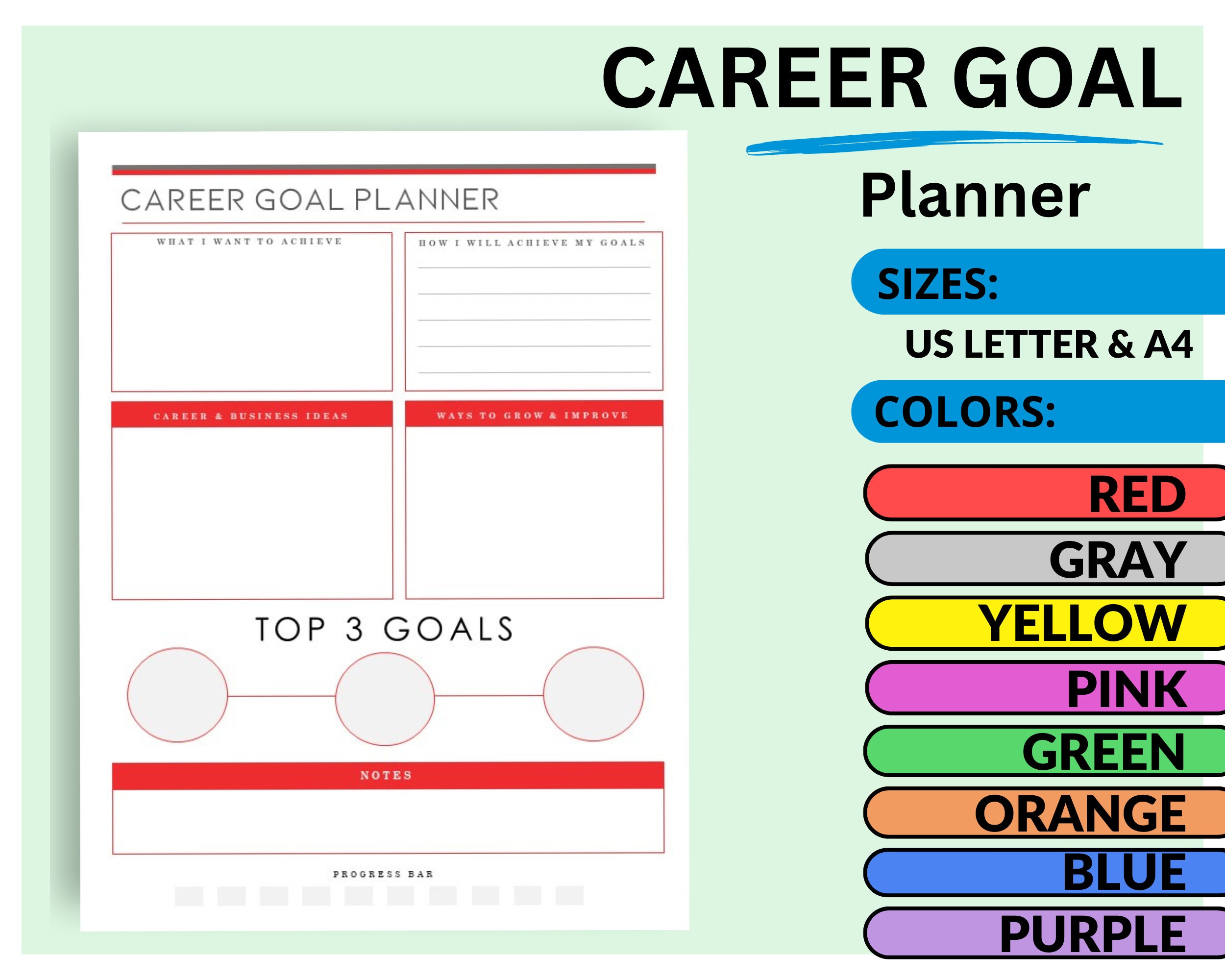 Career Goal Printable Planner Minimalist Tracker for - Etsy