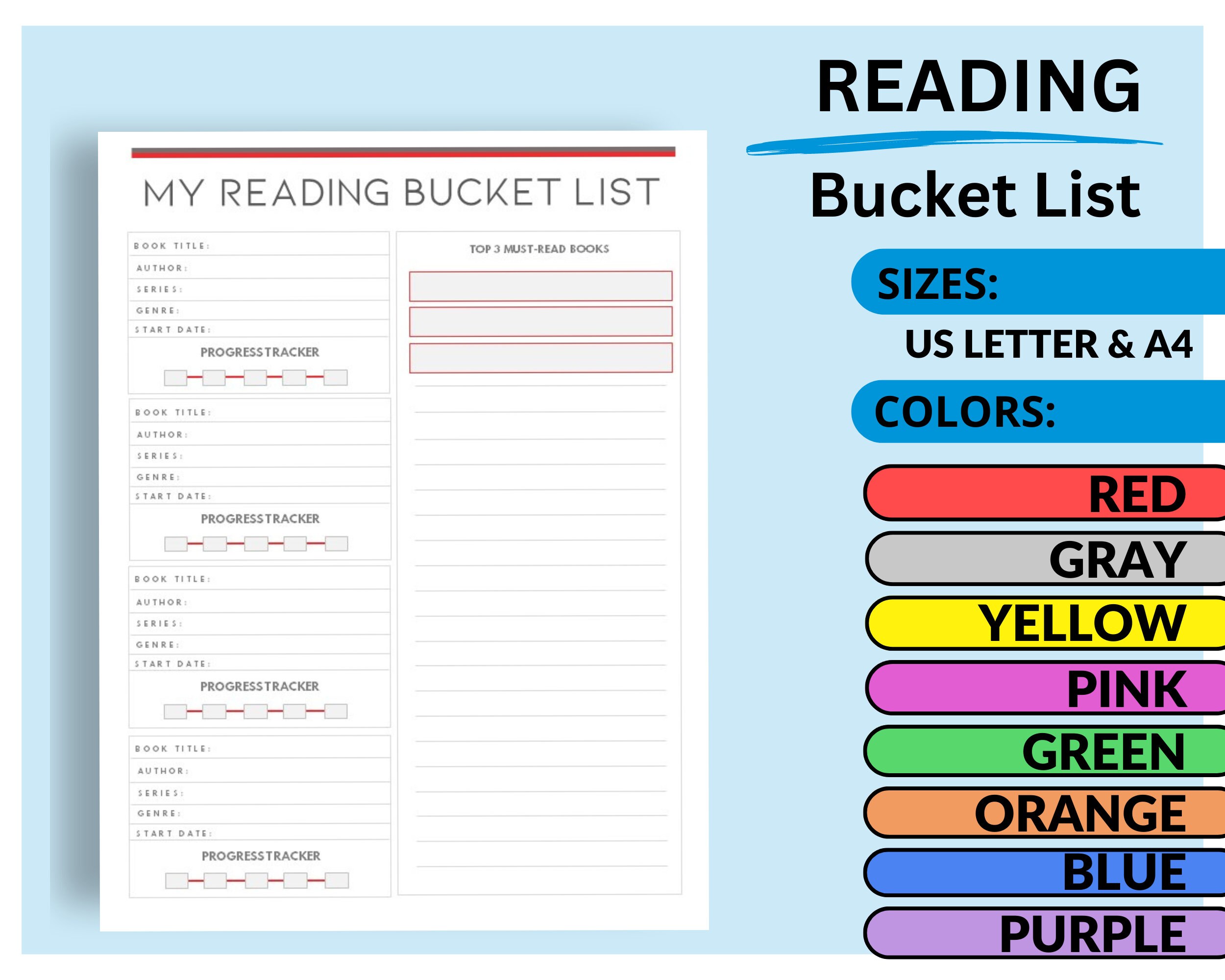 Reading Bucket List Tracker | Printable Organizer for Book Lovers - Etsy