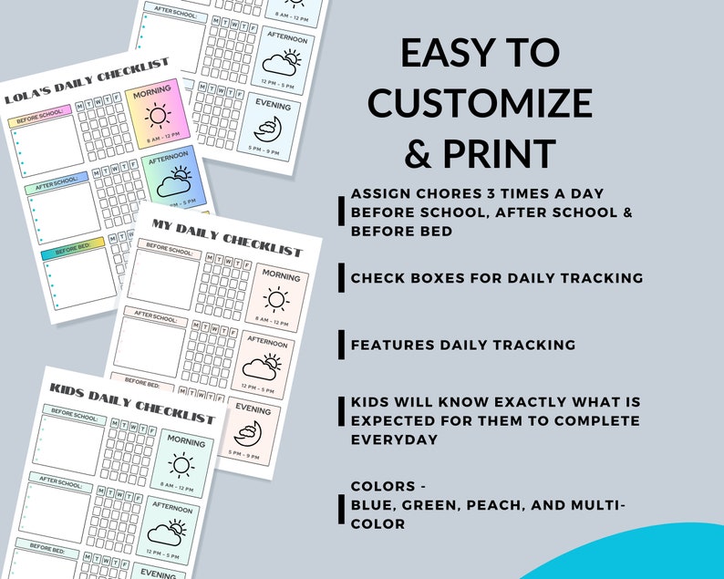 Editable Kids Daily Checklist | Homeschool Chore Chart (digital ...
