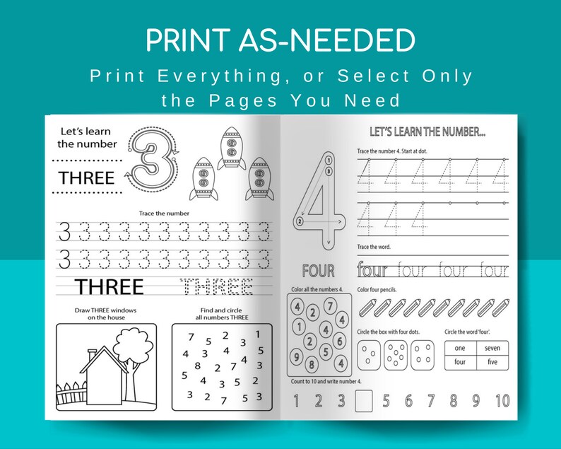 Preschool Practice Writing Numbers 1-10 Paper Tracing Guide Printable ...