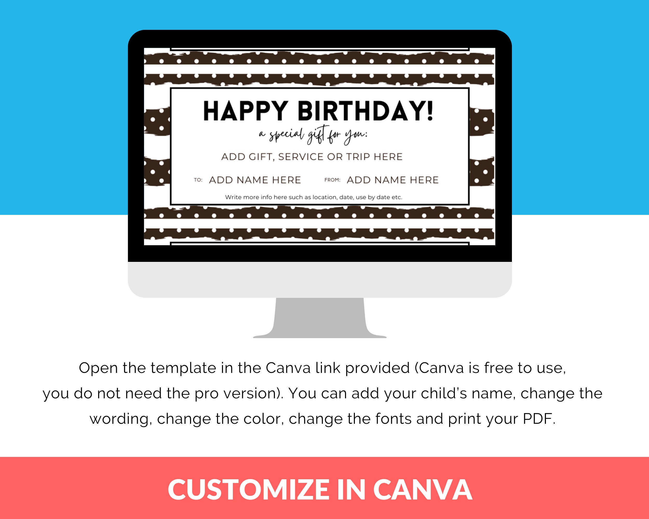 Custom Happy Birthday Certificate | Editable Template on Canva ...