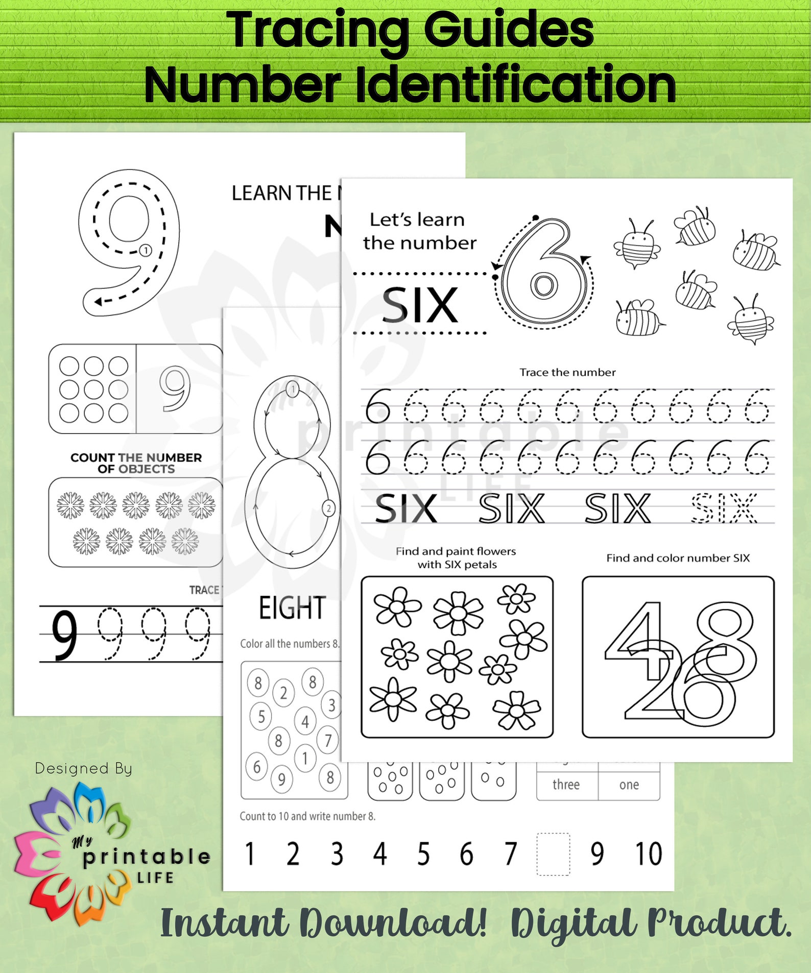 Preschool Practice Writing Numbers 1-10 Paper Tracing Guide | Etsy