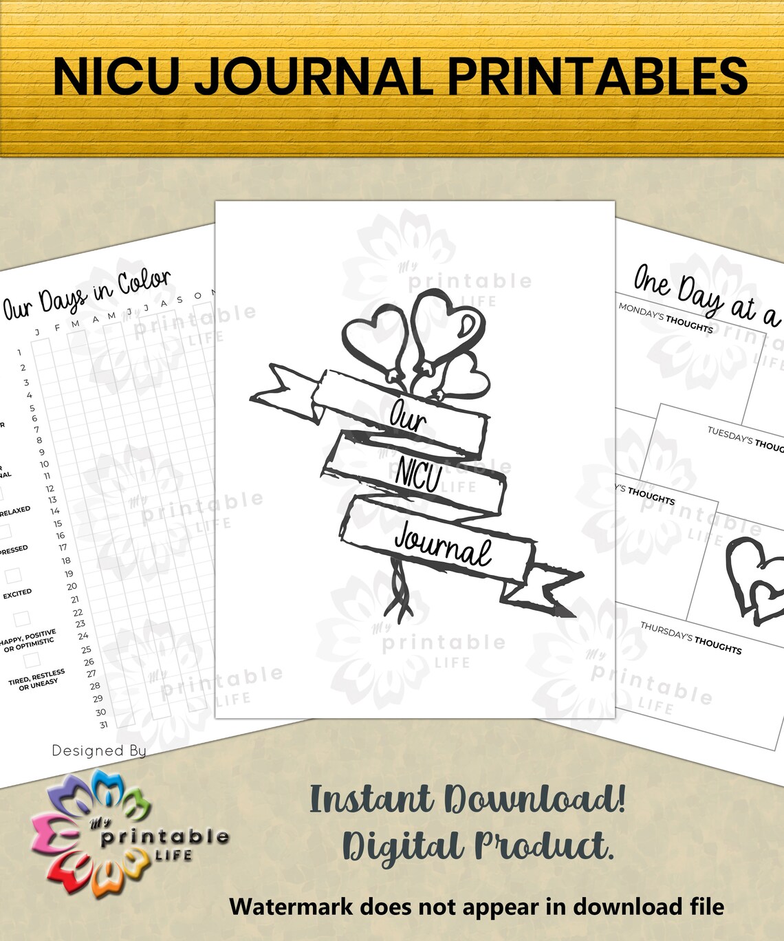 NICU Printable Journal - Planner - NICU Baby Book - Pages - Instant ...