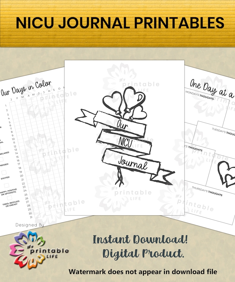 NICU Printable Journal - Planner - NICU Baby Book - Pages - Instant ...