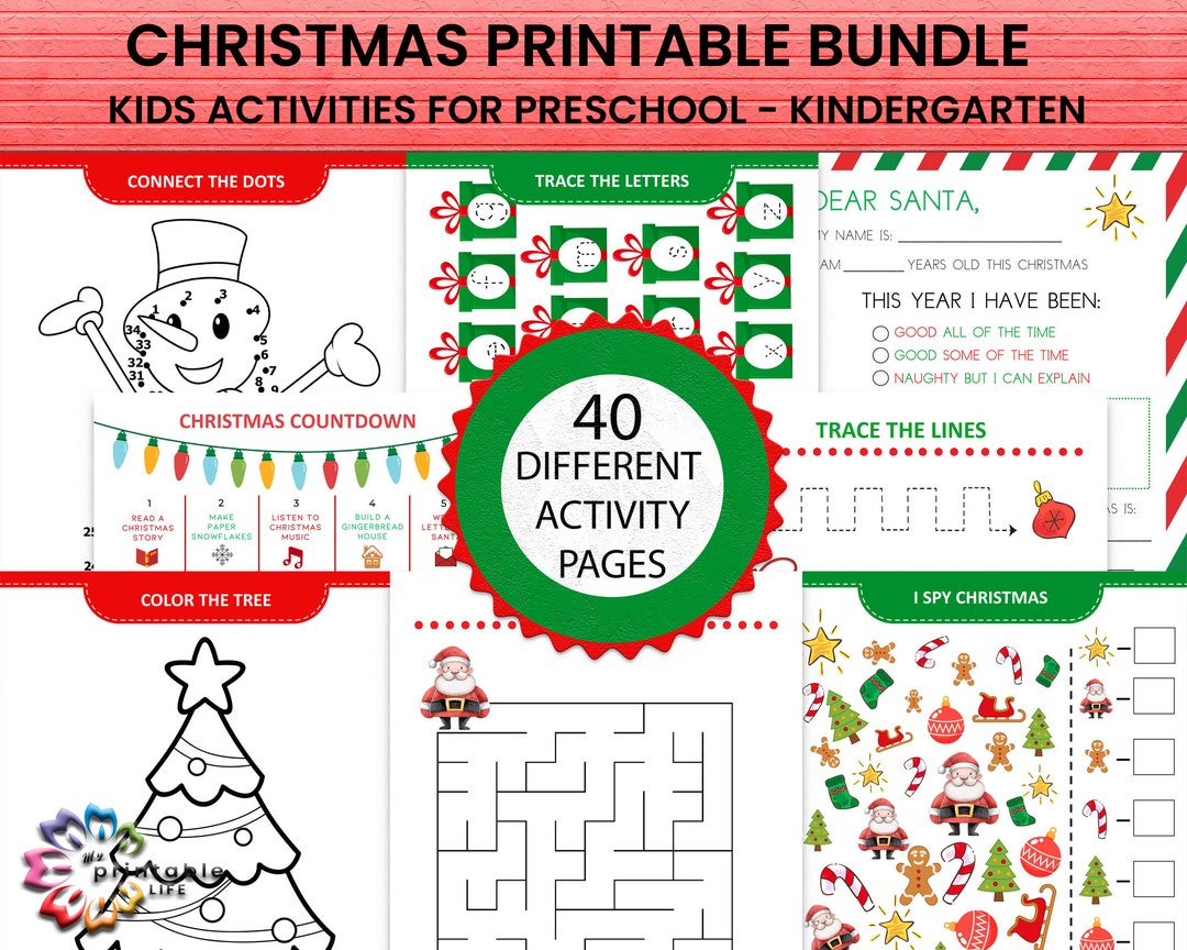 Christmas Activity Printable Bundle for Kids Preschool Kindergarten ...