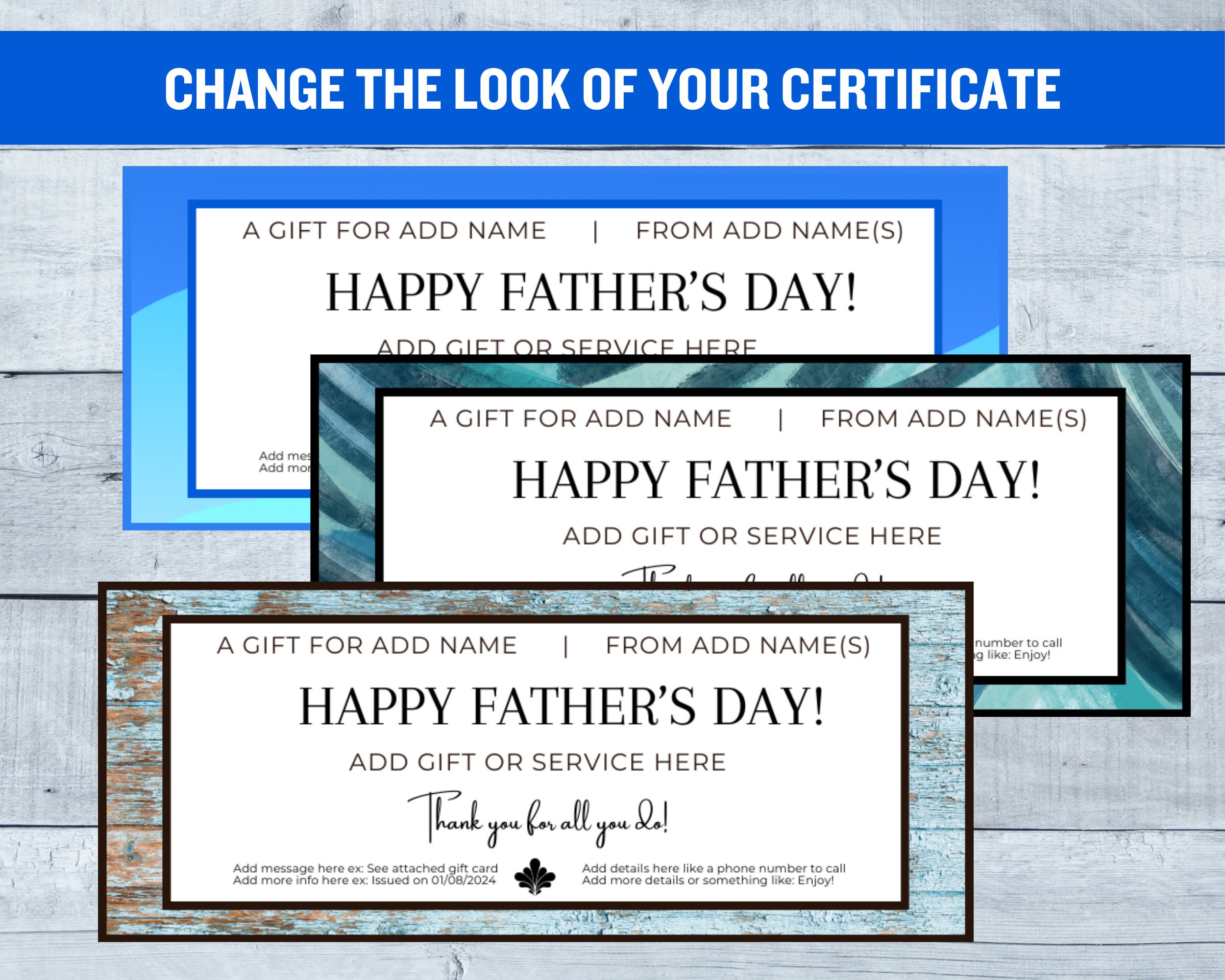 Father's Day Certificate | Editable Canva Template | Printable Gift ...