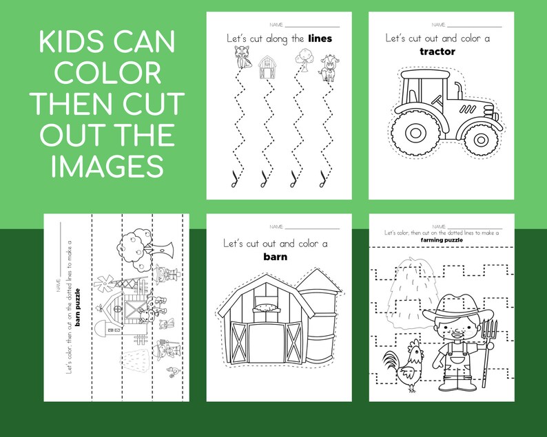 PRESCHOOL CUTTING PRACTICE Pages, Farm Theme Scissor Skills - Etsy