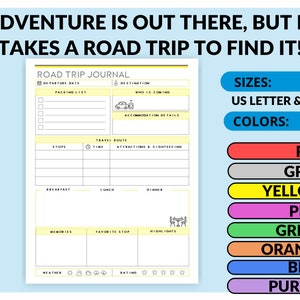 Road Trip Journal Printable | Travel Planner | Vacation Tracker ...