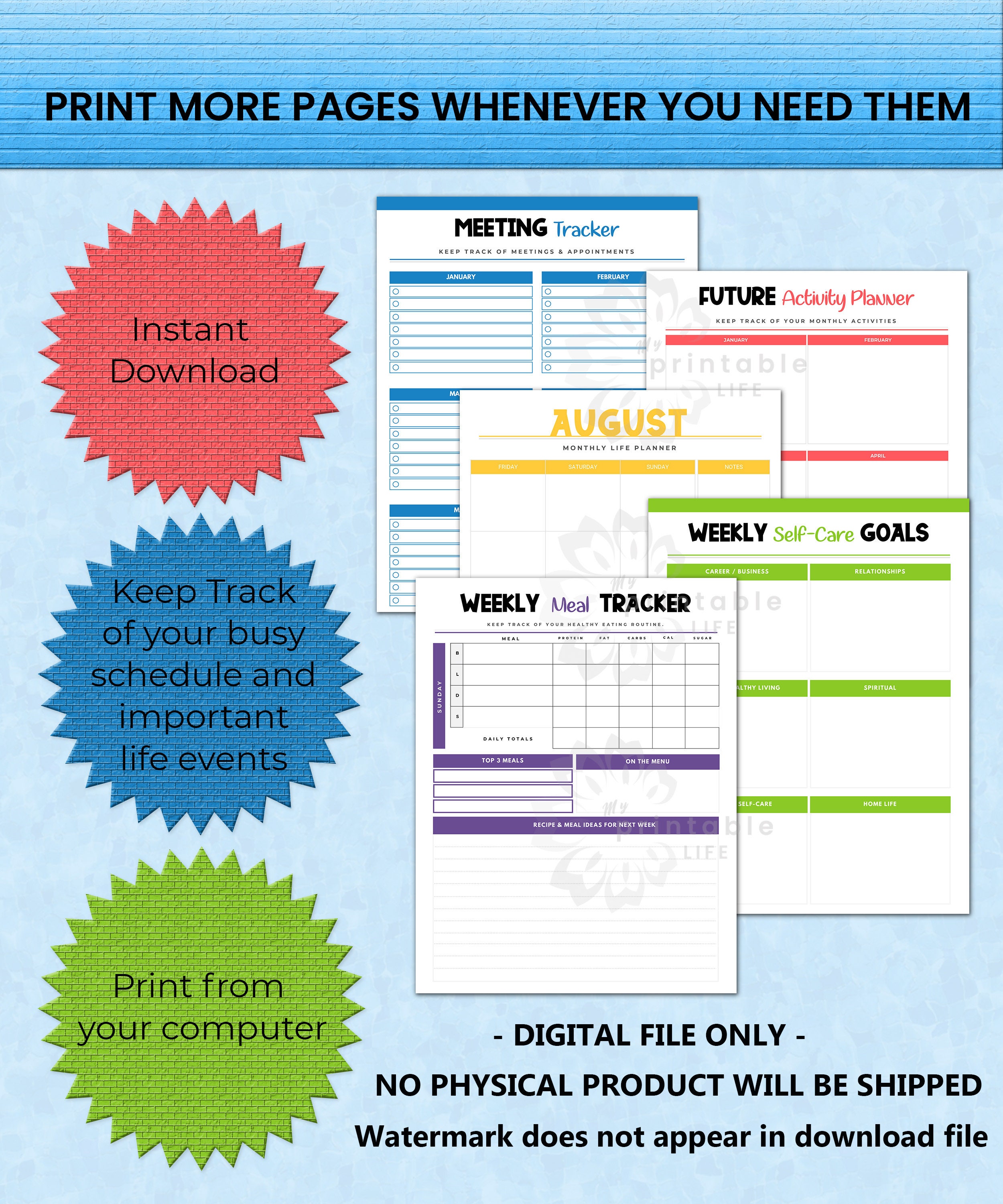 Ultimate Life Planner, Undated Printable Productivity Planner, Daily ...