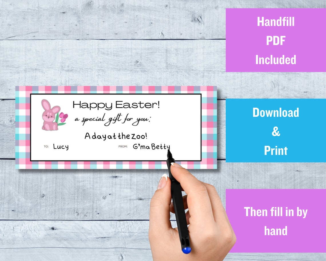 Easter Gift Certificate | Customizable Canva Template | Printable Bunny ...