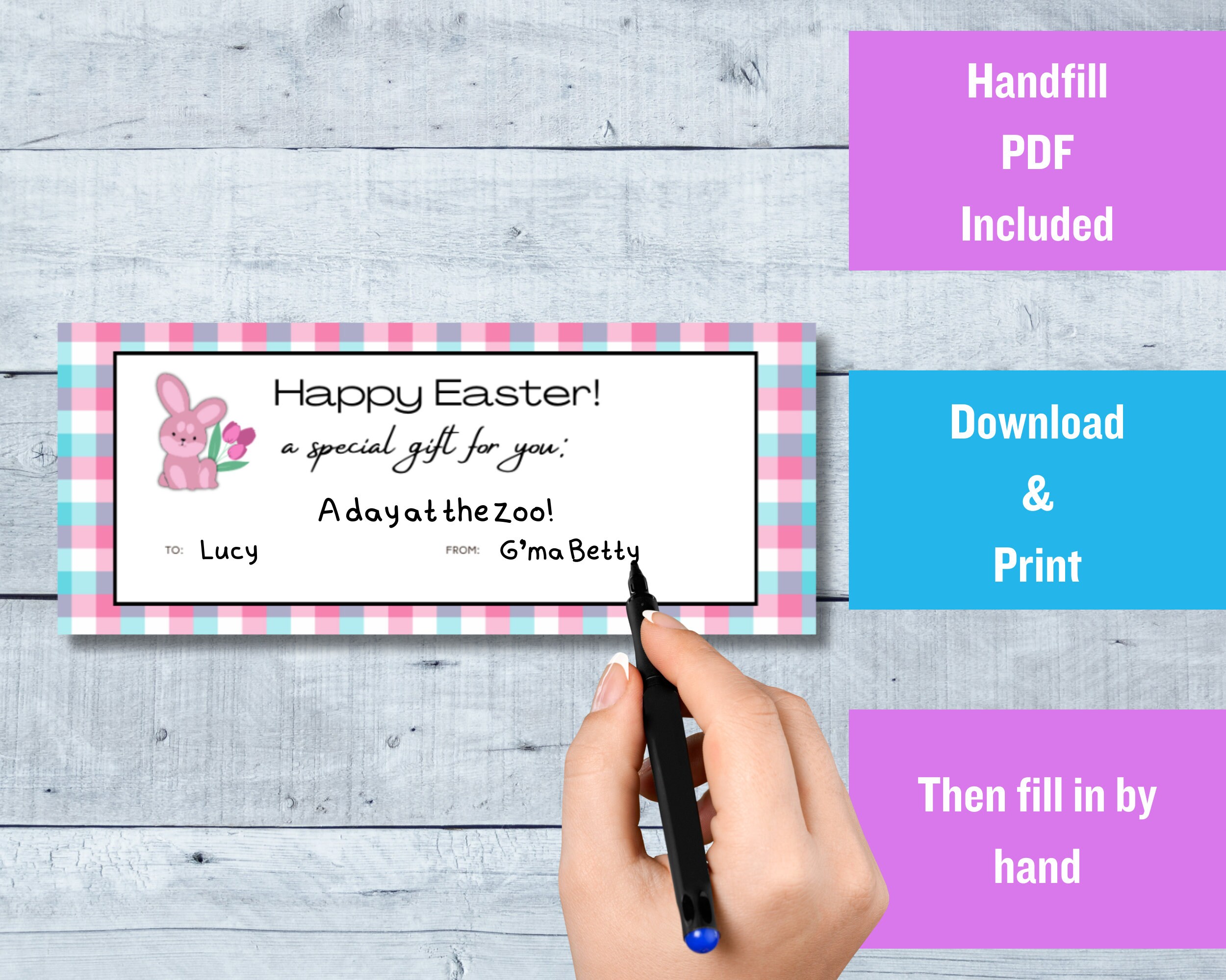 Easter Gift Certificate | Customizable Canva Template | Printable Bunny ...