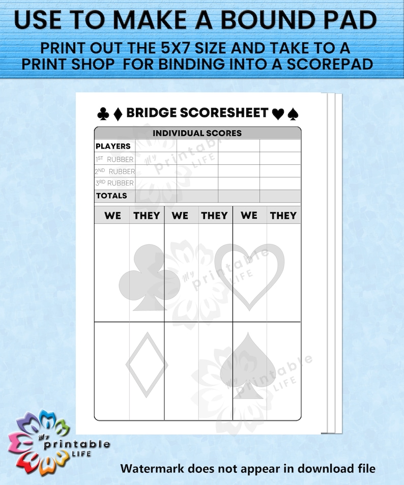 BRIDGE Score Sheet, Card Game Scorecard, Comes in 2 Colors, 2 Sizes - Etsy