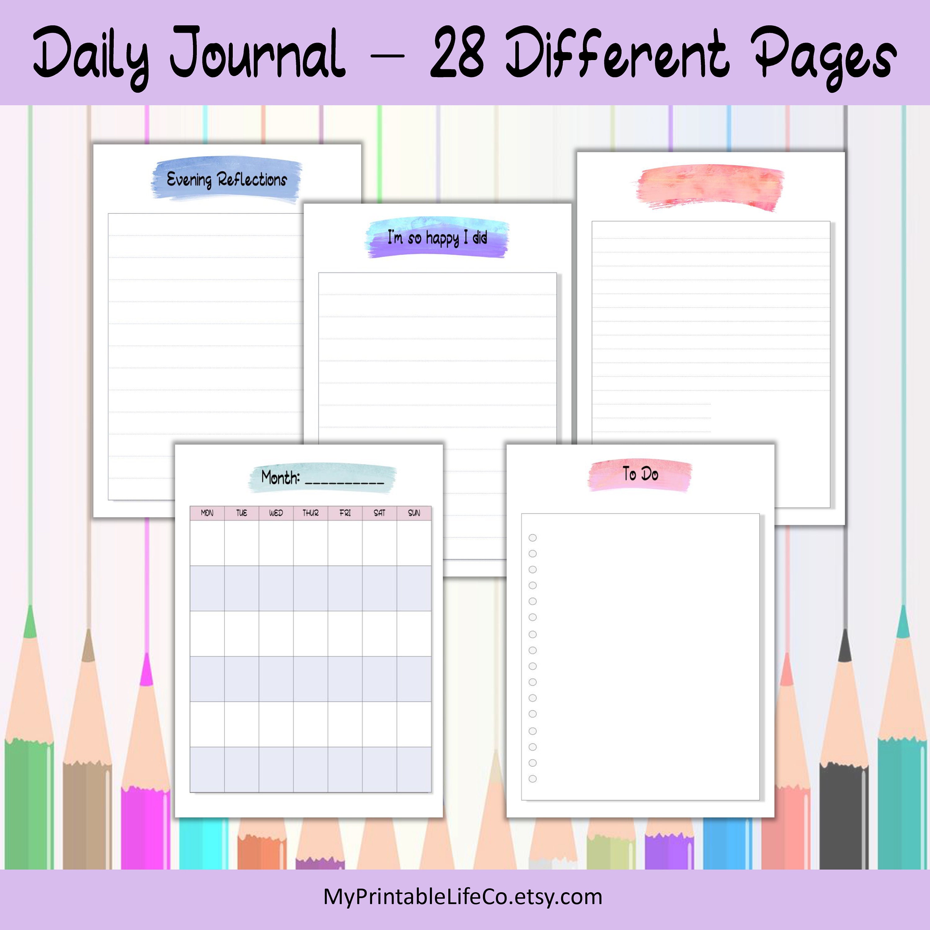 Daily Journal Printable Planner Inserts Personal Diary Pages - Etsy