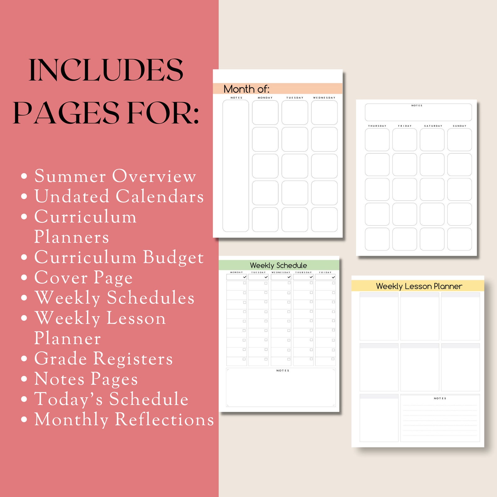 Summer School Planner, 12 Week Undated Pre K to High School and ...