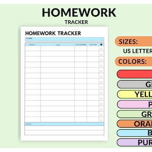 Homework Tracker Printable for Busy Students to Simplify Your Study ...
