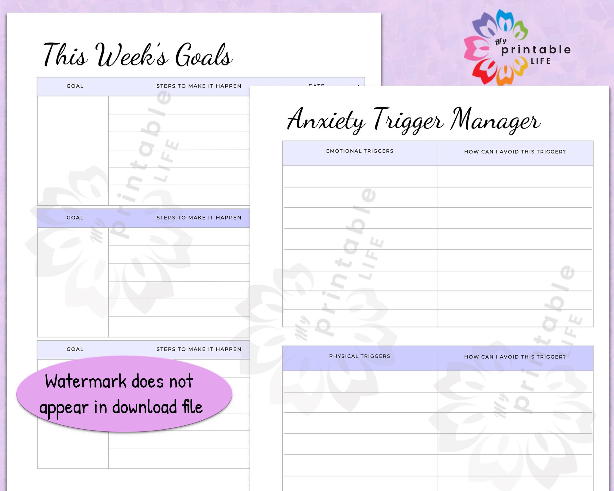 ANXIETY TRACKER, Printable Anxiety Journal, Self Care Pages, Anxiety ...