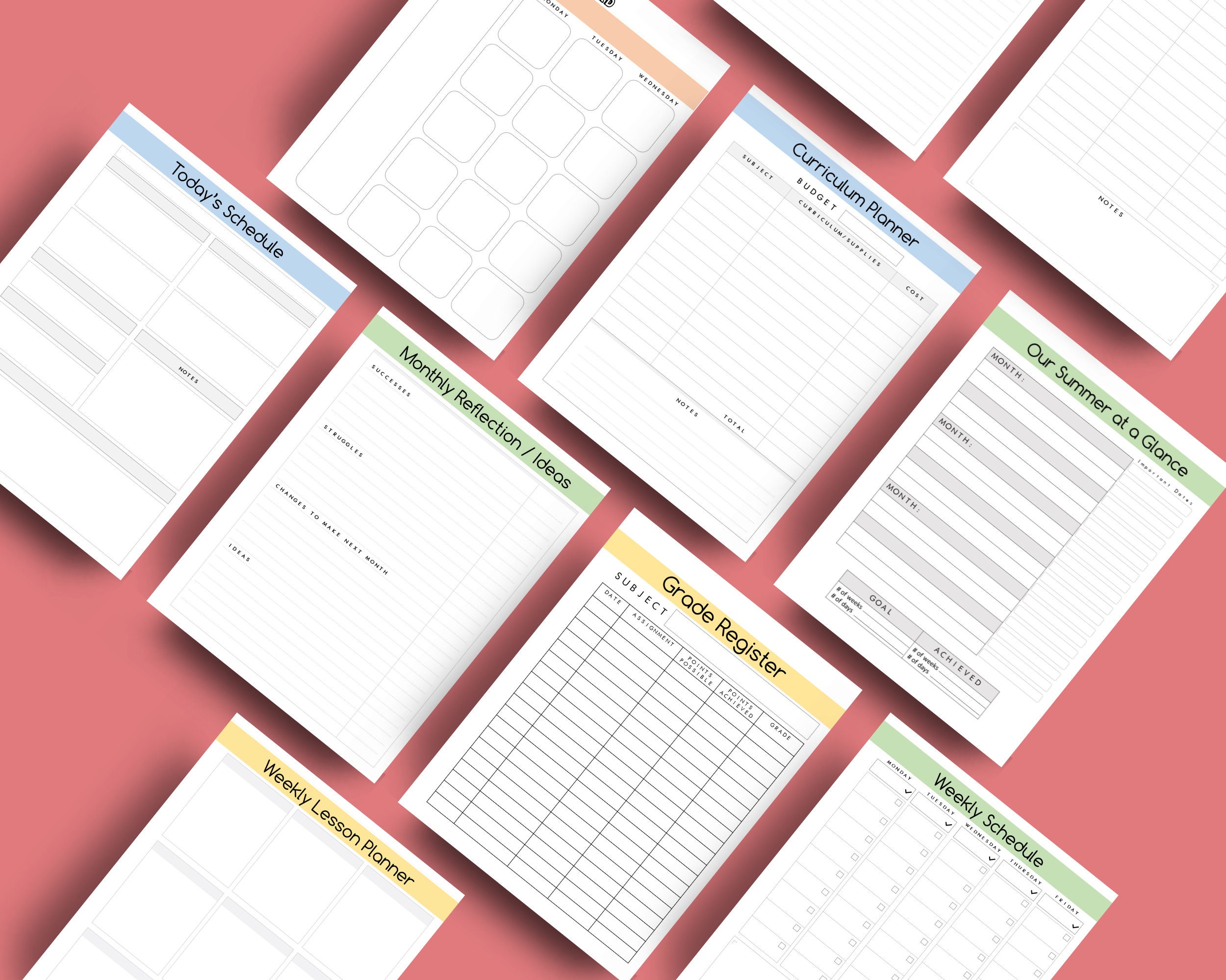 Summer School Planner, 12 Week Undated Pre K to High School and ...