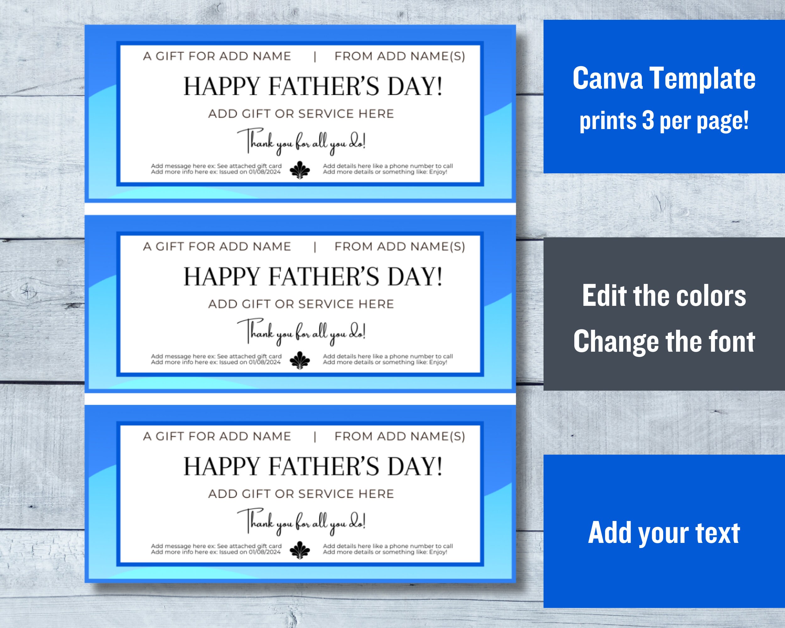 Father's Day Certificate | Editable Canva Template | Printable Gift ...