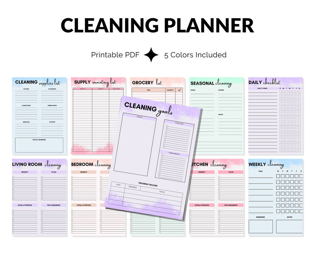 Comprehensive Cleaning Planner Printable: Goals, Daily & Weekly ...