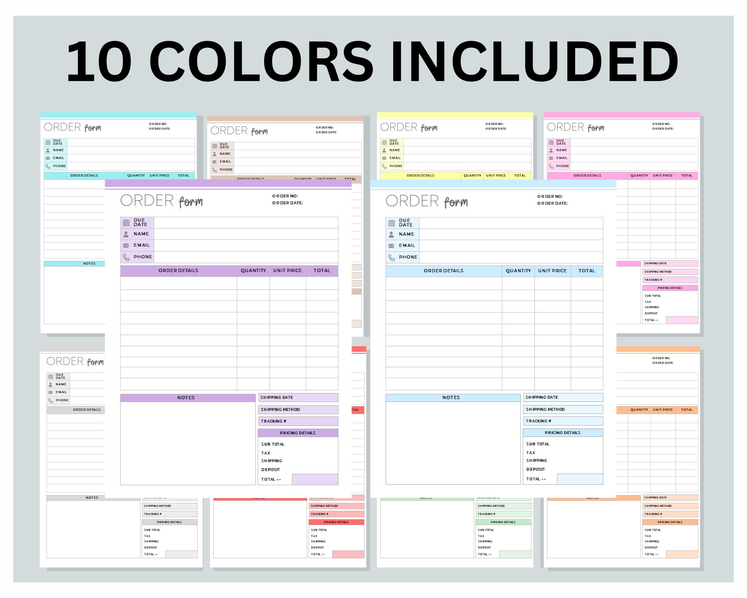 Craft Show Vendor Editable Order Form | Business Order Tracker ...
