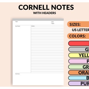 Cornell Notes Paper Printable: Effective Student Study Tool, Cornel ...