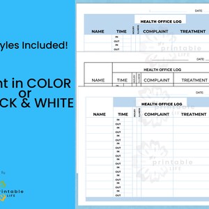 HEALTH OFFICE LOG, School Nurse Sign-in Sheet - Etsy
