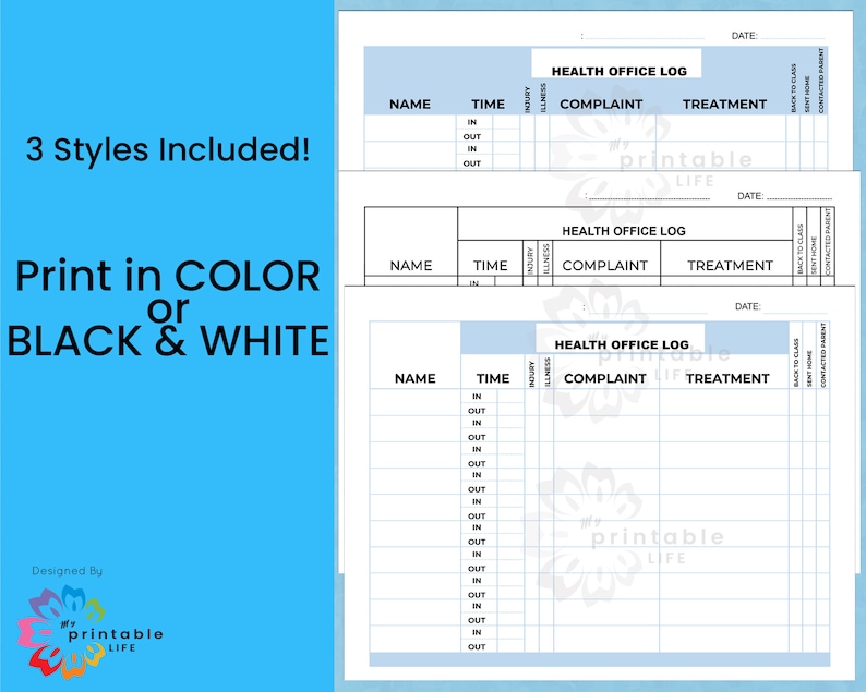 HEALTH OFFICE LOG, School Nurse Sign-in Sheet - Etsy