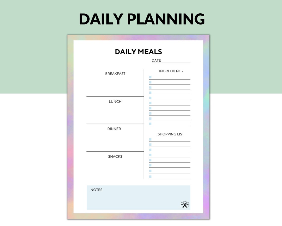Printable Meal Planner Daily, Weekly & Monthly Prep Shopping List ...