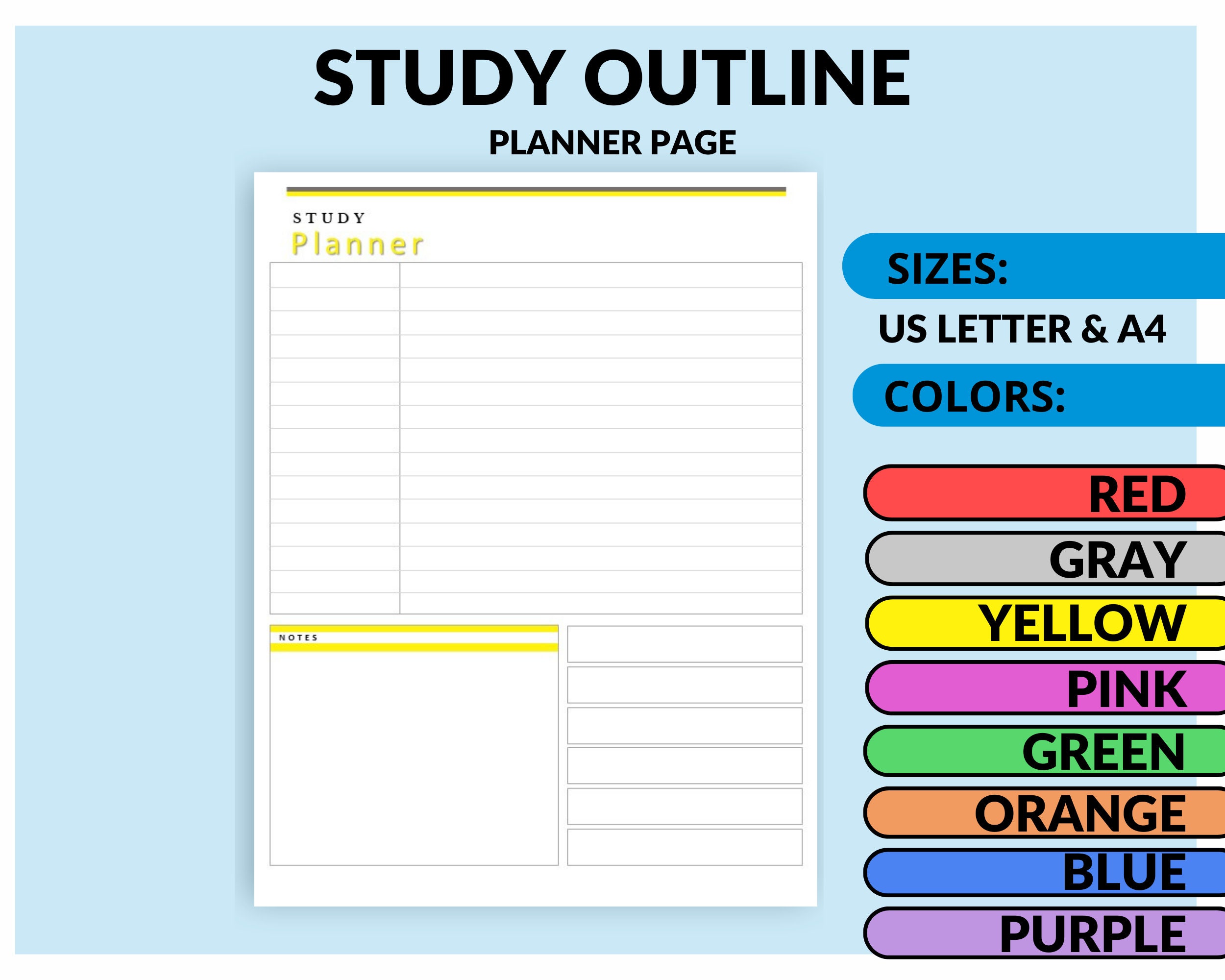 Student Study Planner Page Printable Study Organizer - Etsy