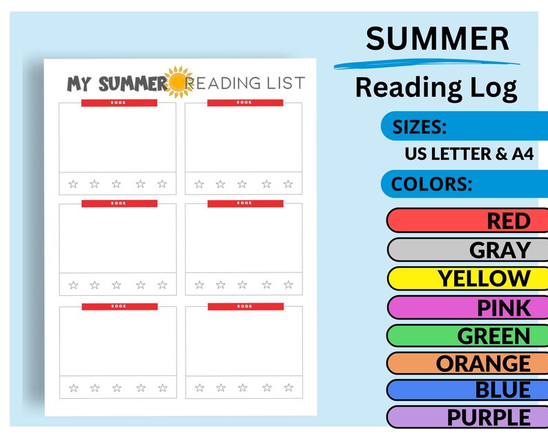 My Summer Reading List for Kids and Adults | Printable Tracker - Etsy