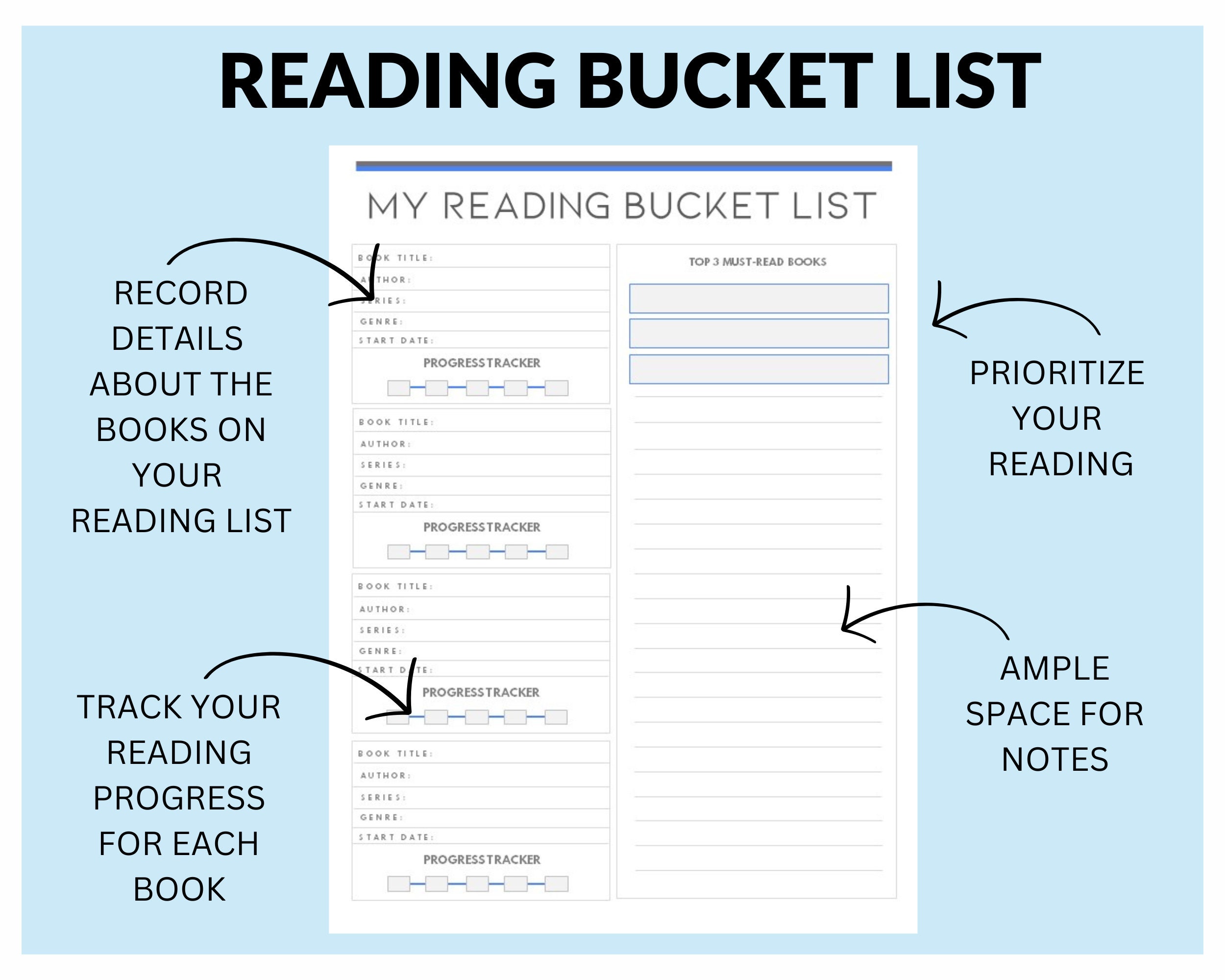 Reading Bucket List Tracker | Printable Organizer for Book Lovers - Etsy