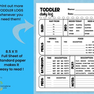 Toddler Daily Log Printable Report Tracker - Etsy