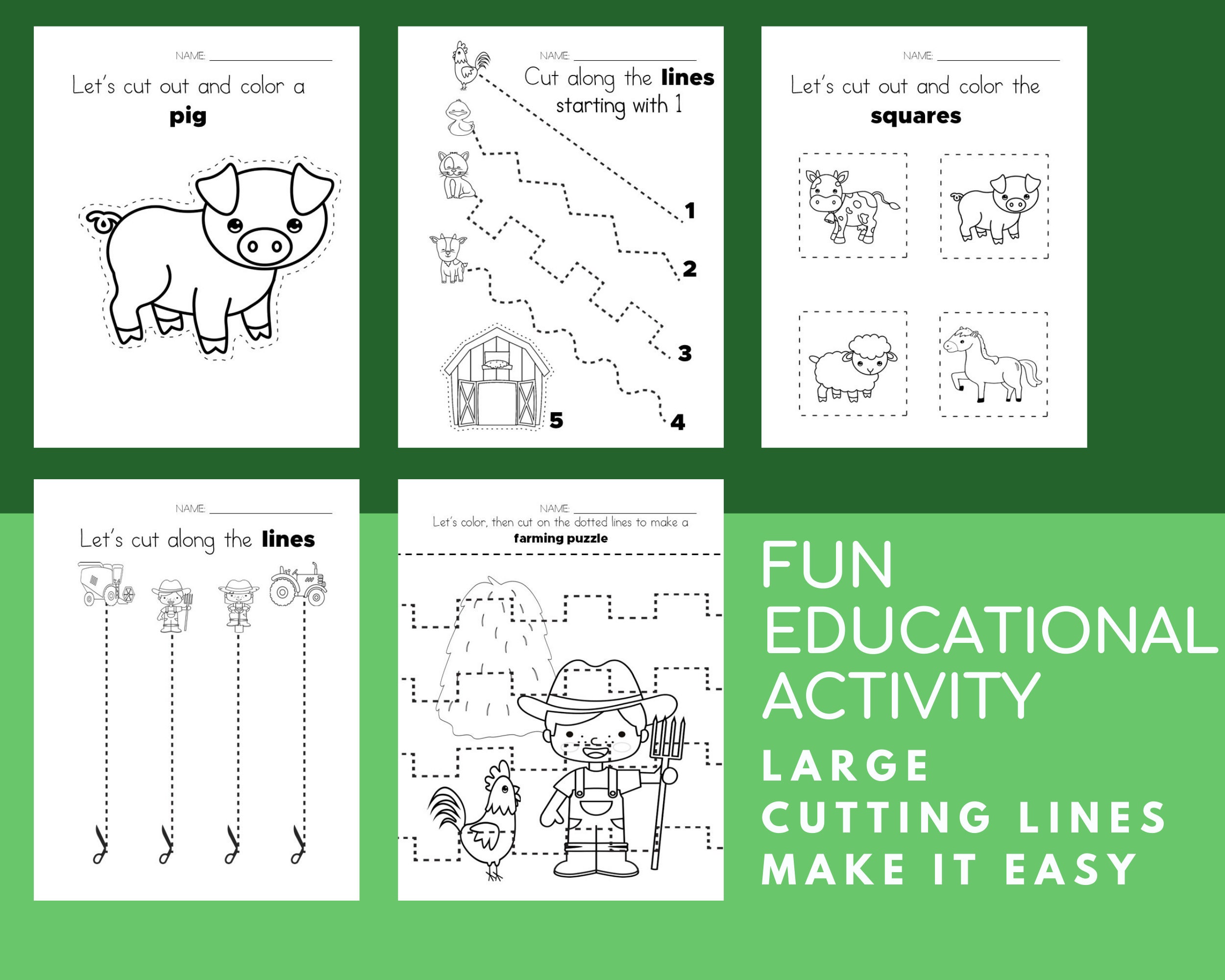 PRESCHOOL CUTTING PRACTICE Pages, Farm Theme Scissor Skills - Etsy