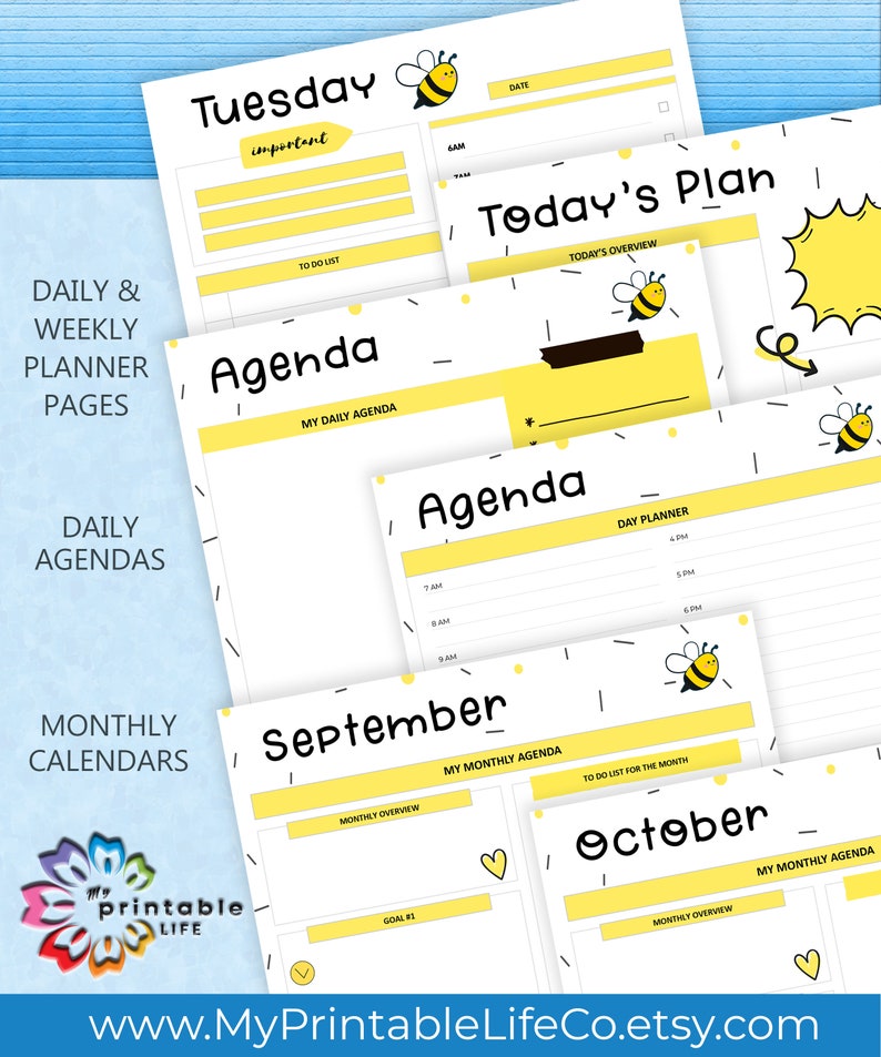 Busy Bee Planner, Undated Printable Productivity Planner, Daily Planner ...