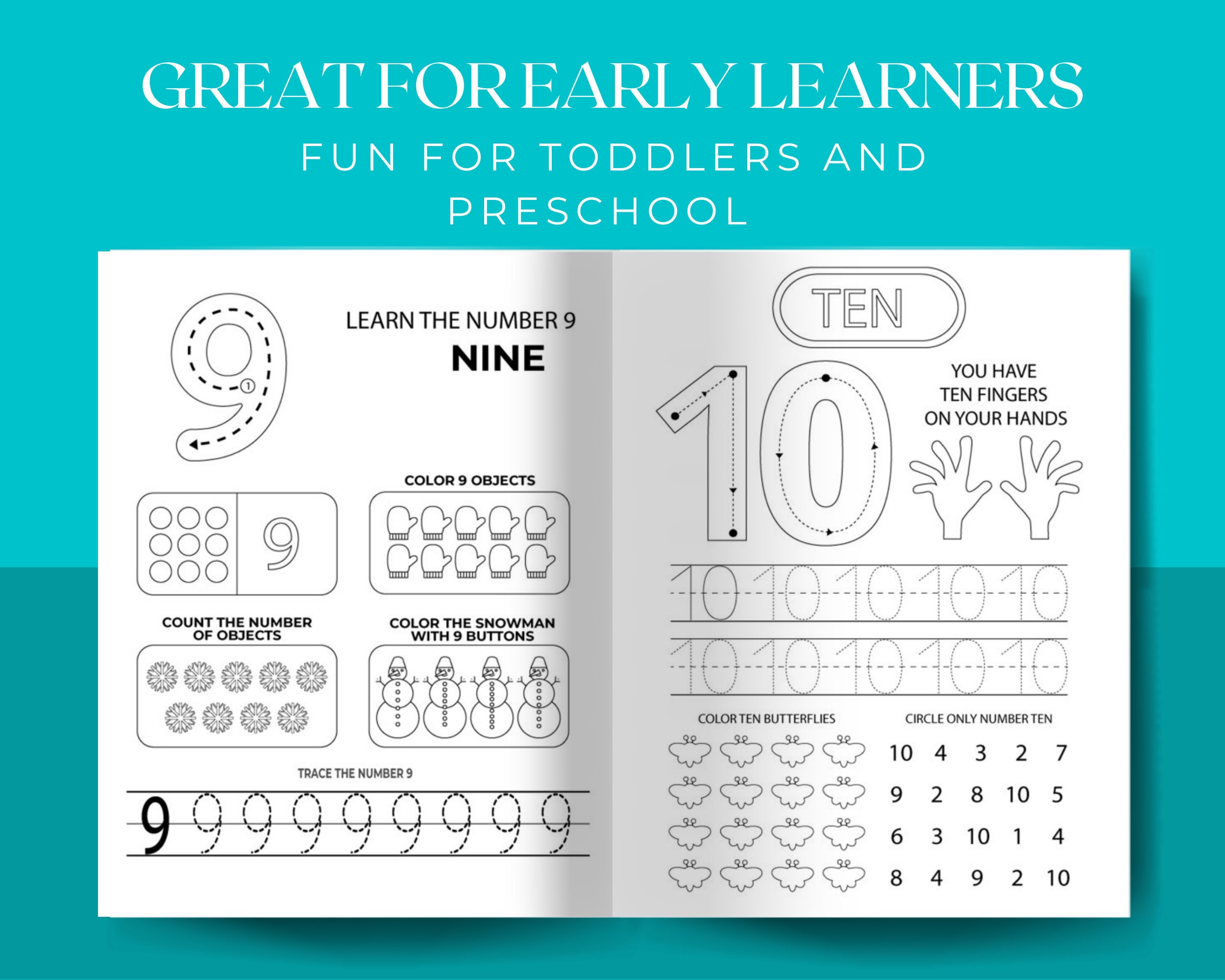 Preschool Practice Writing Numbers 1-10 Paper Tracing Guide Printable ...