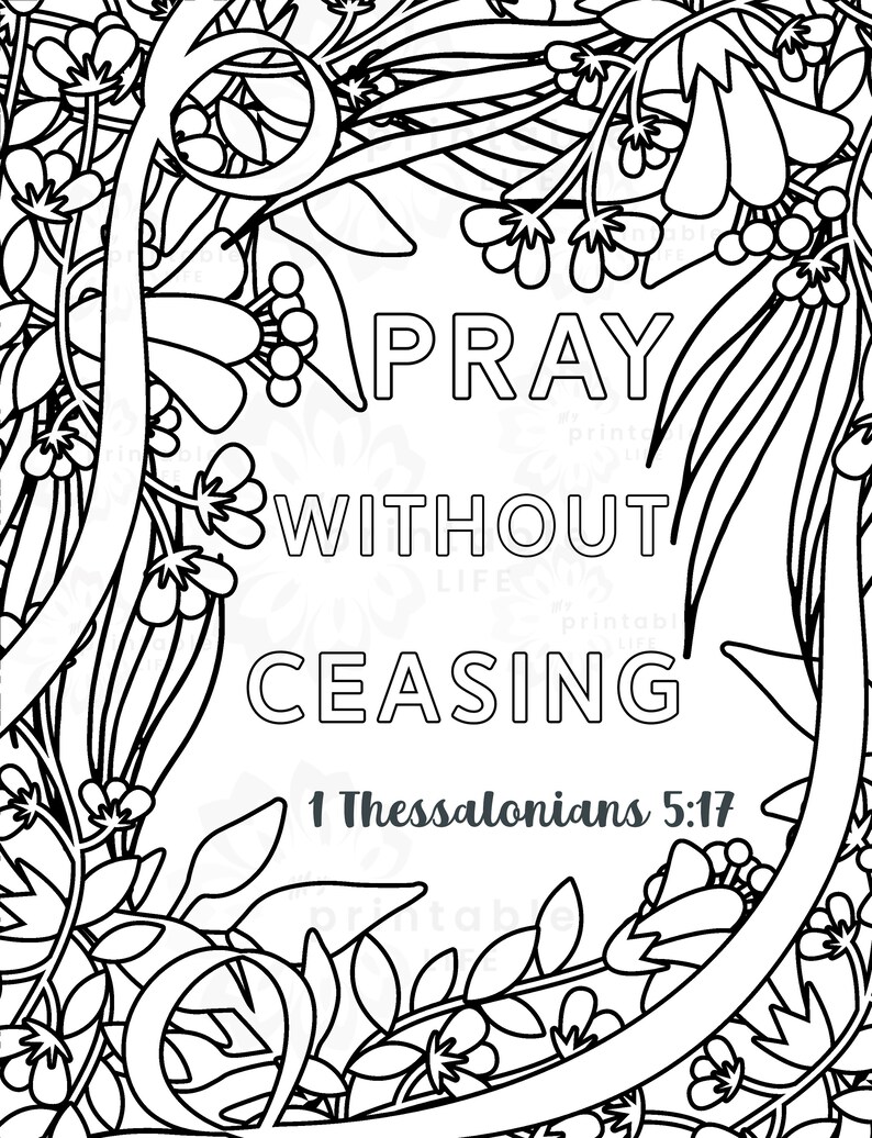 Bible Verse Coloring Pages Set of 6 Inspirational Quotes DIY Adult ...