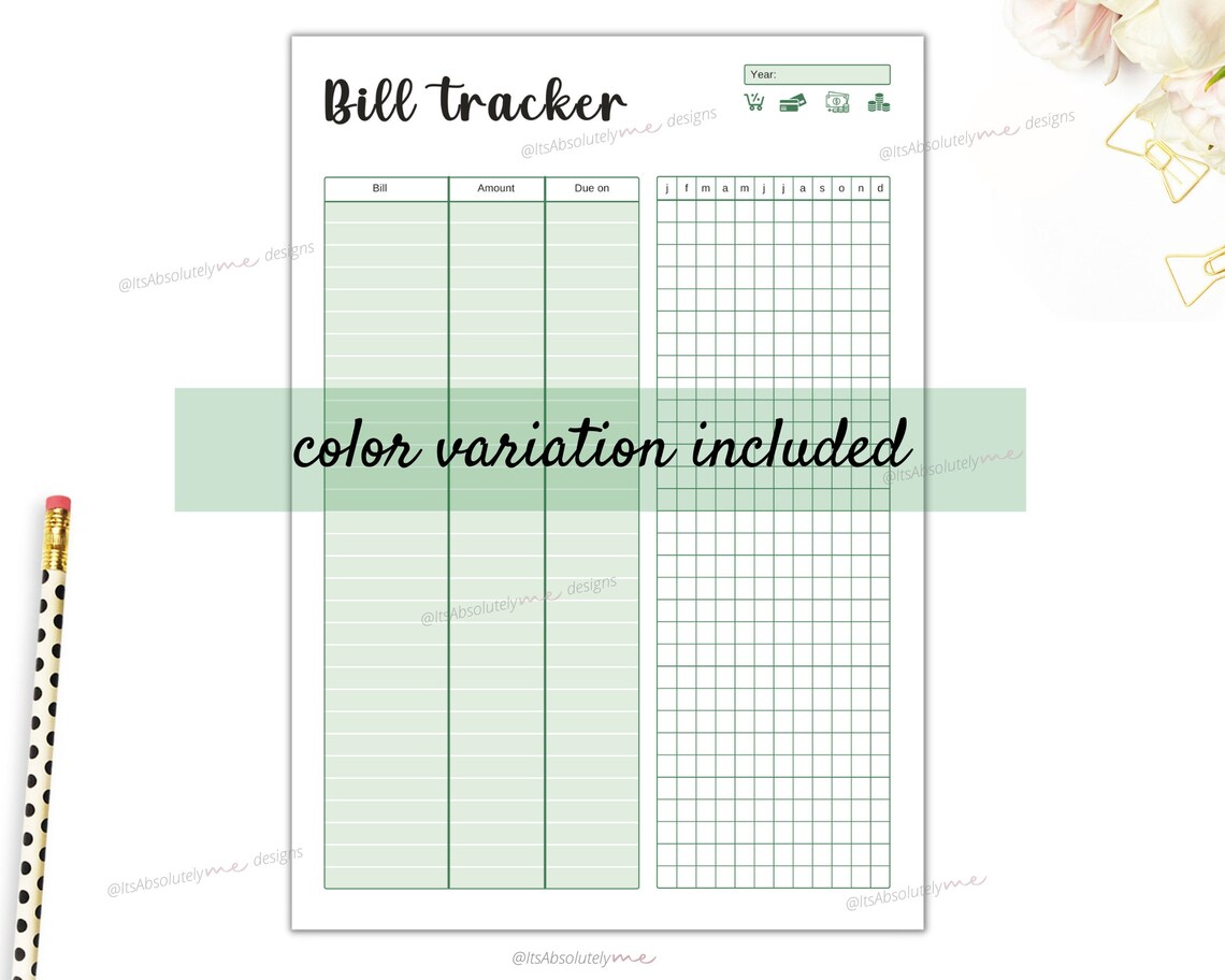 Bill Tracker Bill Organizer Spending Tracker Finance | Etsy