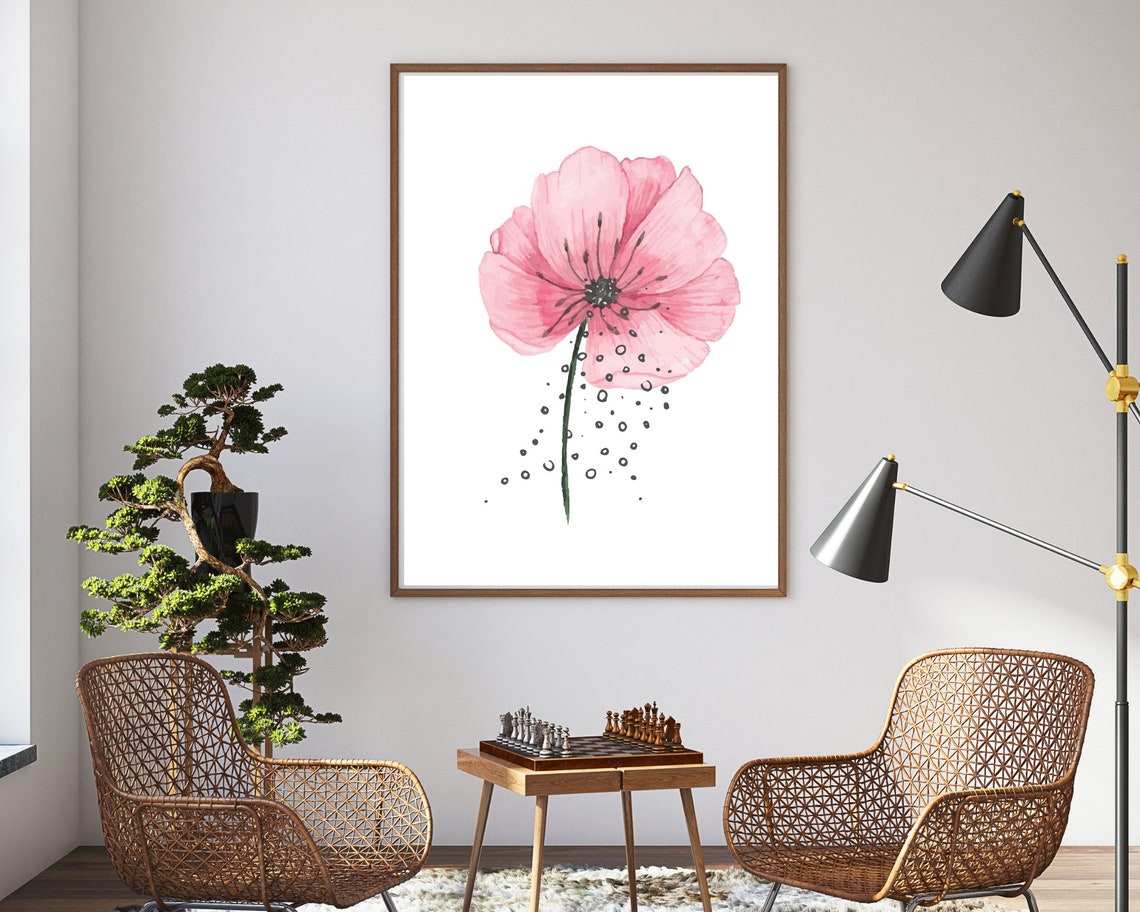 Flower Wall Art Print Pink Flower Poster Flower Wall Art for | Etsy